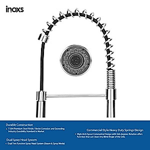 Inoxs24 Inch Commercial Design Single Handle Pull Down Spray T 304 Stainless Steel Kitchen Faucet