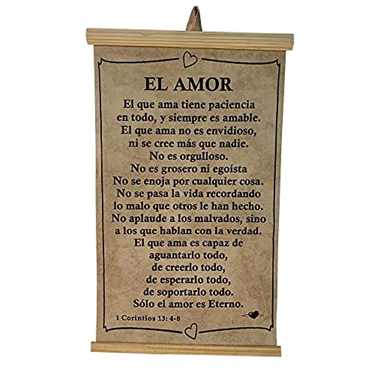 1a Corintios 13 El Amor El Que Ama Tiene Paciencia Pergamino Poster Bendicion Ready to Hang 14 x 8.5 in. Rustic Wall Art Gift Regalo Biblia