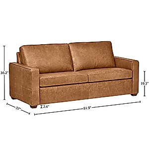 Amazon Brand – Rivet Andrews Contemporary Top-Grain Leather Sofa, 82"W, Cognac