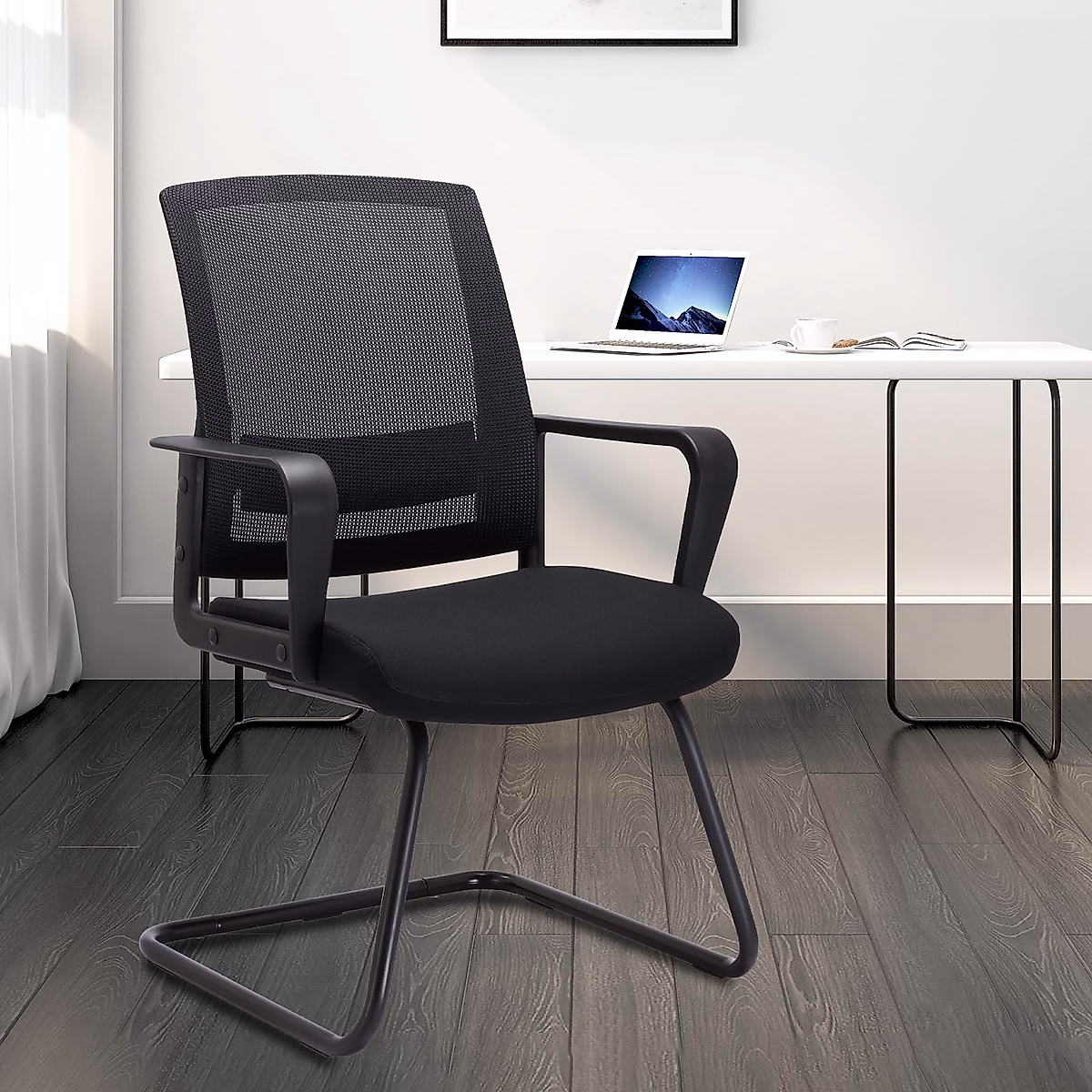 CLATINA Office Guest Chair with Lumbar Support and Mid Back Mesh Space Air Grid Series for Reception Conference Room