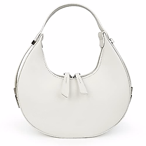 Women Mini White Purses Shoulder Crescent Bag Small Clutch Trendy Satchel Bags Hobo Handbag White