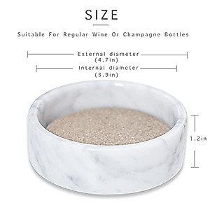 JIMEI Marble Wine Bottle Coaster Wine Bottle Champagne Bottle Coaster Absorbent Cork Holder Bottles and Any Occasion (White)