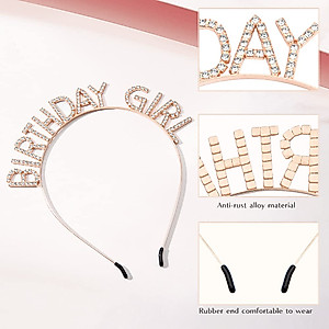 Rose Gold and White Sash with Rhinestone Tiara and Headband - Birthday Accessories for Women