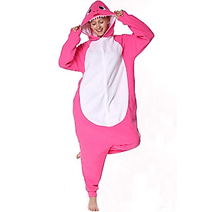 Markest Onesie Unisex Adult Pajamas Animal Rose Red Shark Cosplay Costume Sleepwear,M