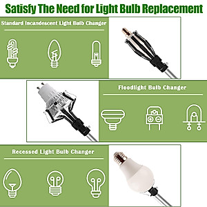 Solaradgy 12FT Light Bulb Changer for High Ceilings, Light Bulb Changer with 2PCS Baskets and Suction Cup Light Bulb Pole Changer High Reach Light Bulb Changing Pole for Household Camping
