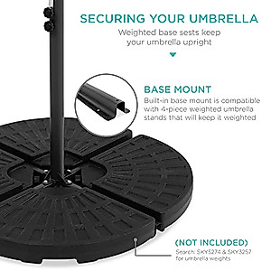 Best Choice Products 10ft Solar LED Offset Hanging Market Patio Umbrella for Backyard, Poolside, Lawn and Garden w/Easy Tilt Adjustment, Polyester Shade, 8 Ribs - Fog Gray