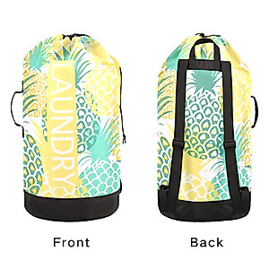 Pineapples Laundry Bag Backpack with Shoulder Straps Daisy Dirty Clothes Organizer Extra Large Heavy Duty for Camp College Dorm Room Essentials for Girls
