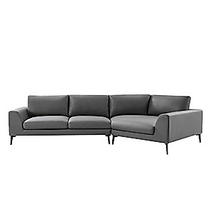 Cotoala 141inch Air Leather Sectional Sofa with Metal Legs, Huge Corner Wedge Design, Modern English Arm Couch for Living Room, Grey