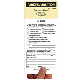 SmartSign (Pack of 50) Custom Parking Violation Ticket Two-Part, Add Your Company Name and Contact Details, 9.25 x 4.25 inch, Manila Cardstock with Adhesive and Two-Part Parking Ticket