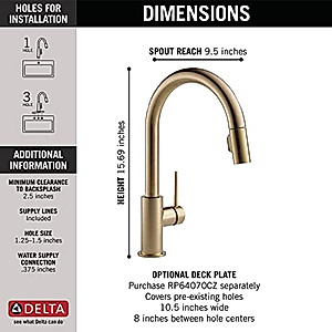 Delta Faucet Trinsic Gold Kitchen Faucet, Kitchen Faucets with Pull Down Sprayer, Kitchen Sink Faucet, Gold Faucet for Kitchen Sink with Magnetic Docking Spray Head, Champagne Bronze 9159-CZLS-DST