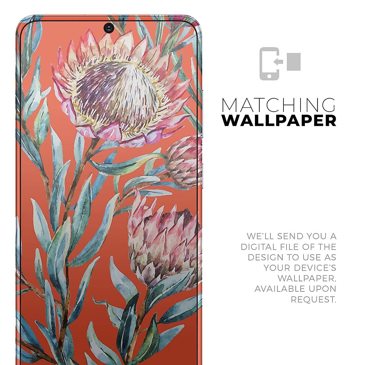 DesignSkinz Summer Floral Coral v2 Protective Vinyl Decal Wrap Skin Cover Compatible with The Samsung Galaxy S20 (Screen Trim & Back Glass Skin)