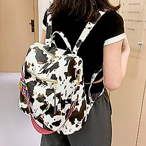 Women Backpack Purse Convertible Daypack Fashion Designer Travel Casual Shoulder Bag (Cow Off-white)