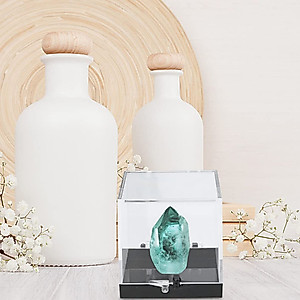 NOLITOY Home Decor 8pcs Natural Rough Mineral Specimen Display Case Holder Square Transparent Plastic Box Sample Display Box Jewelry Storage Container for Home Plastic Storage Bins