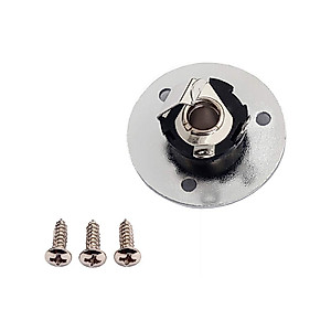 Round 1/4 Inch 6.35mm Guitar Jack Plug Socket Guitar Pickup Output Input Jack Plug with Jack Plate Screws for Electric Guitar Bass (Silver)