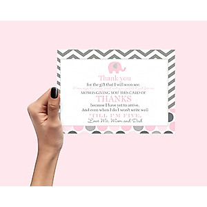 Paper Clever Party Pink Elephant Baby Shower Thank You Postcards (15 Pack) Girls Notecards Only - Eco-friendly – Postal Note with Message from Newborn – Cute Princess Jungle – Printed Size 4x6