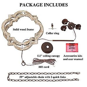 KSANA Farmhouse Orb Chandelier, Handmade Wood Light Fixture for Dining & Living Room, Foyer, Bedroom, Kitchen Island and Entryway