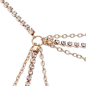 Rhinestone Body Chains Jewelry For Women Sexy Belly Waist Chain Bikini Beach Accessories (Gold color)