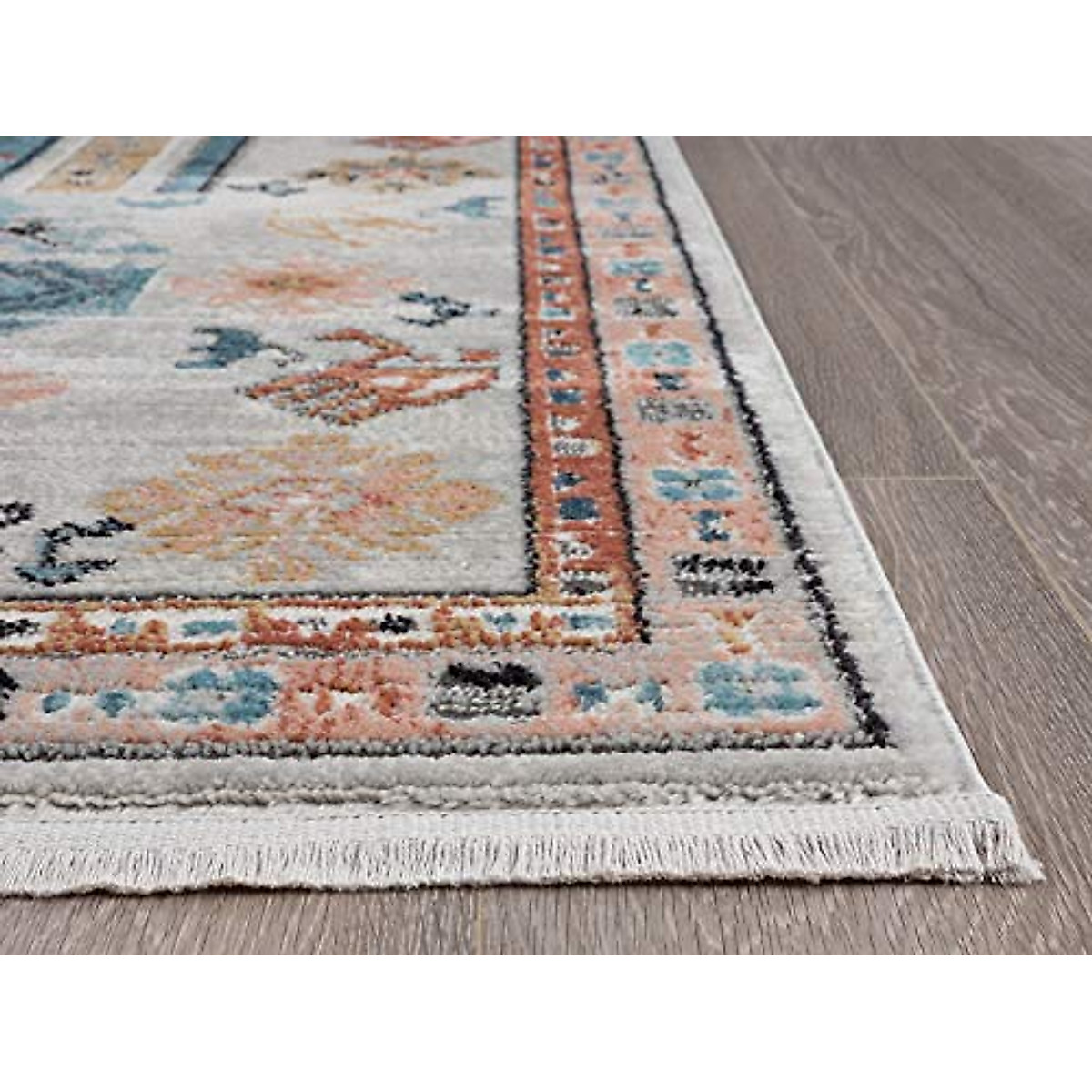 Abani Geometric Medallion 6'x9' Area Rug, Beige & Teal Rugs Azure Collection Accent Rug