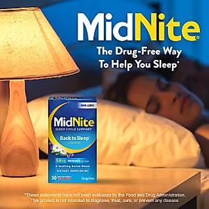 MidNite Back to Sleep Low Dose, 1.5 mg Melatonin Sleep Aid, Non-Habit Forming, Herbal Dietary Supplement for Adults, Drug-Free, Gluten-Free, Lactose-Free, Vegetarian, Vegan, 30 Quick Melt Tablets