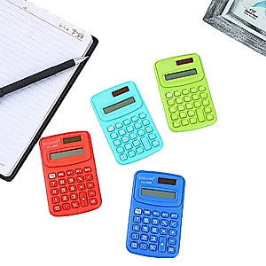 Pocket Size 8 Digit Calculator Solar Mini Basic Standard Calculators Button Battery Desktop Office School Kids Gift Accounting Tools Red