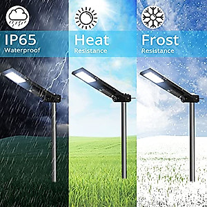 Mii-PWR Solar Street Light Metal Motion Sensor Wall Mounted IP65 Outdoor Waterproof with 3 Lighting Modes Auto Dusk to Dawn LED for Garden Street Deck Patio Path Garage Parking