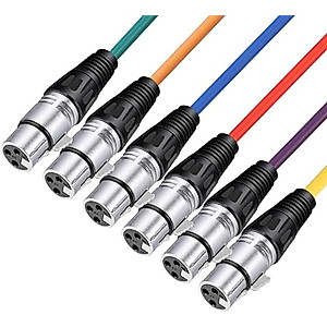 NEEWER 6 Pcs 24.9ft Microphone Audio Cable XLR Male to XLR Female Colored Snake Cable (Purple/Red/Blue/Orange/Yellow/Green)