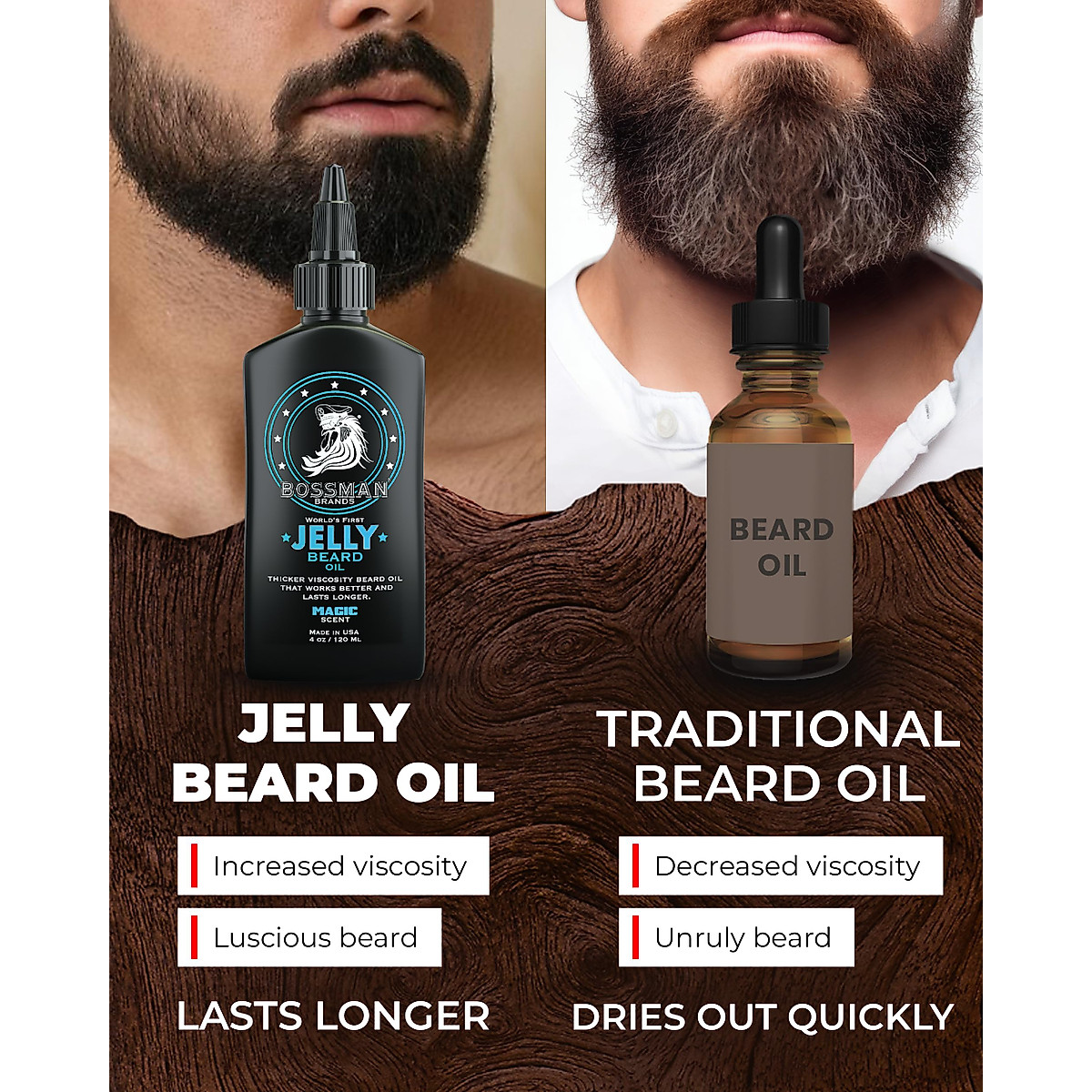 Bossman Beard Oil Jelly (4oz) - Beard Growth Softener, Moisturizer Lotion Gel with Natural Ingredients - Beard Growing Product (Magic Scent)