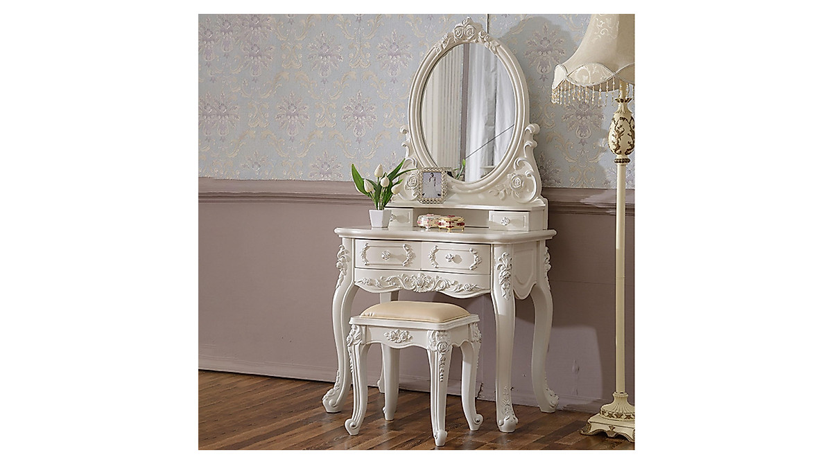 Luxury European Style Makeup Vanity with Mirror & Storage
