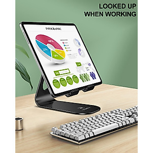 Doboli Tablet Stand Tablet Holder for Desk Adjustable Stand Foldable Tablet Holder Compatible with Ipad Galaxy Tab iPhone Kindle Black