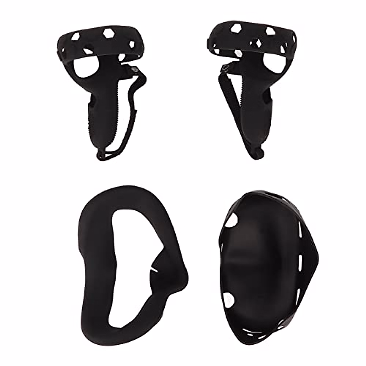 Controller Grips Cover for Oculus Quest 2, Silicone VR Shell Cover Accessories Set with Face Cover Lens Rotective Cover for Quest 2 Accessories (Black)