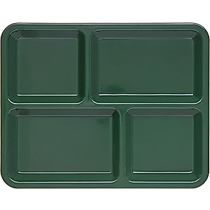 Carlisle FoodService Products Right Hand 4-Compartment Cafeteria / Fast Food Tray, 8.5" x 11", Forest Green (Pack of 12)