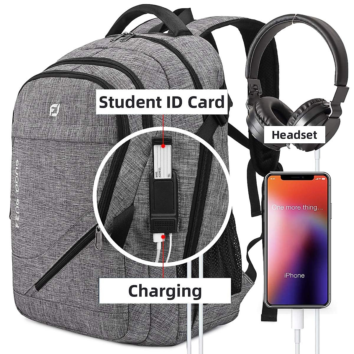 FENGDONG Large Laptop Backpack 17.3 inch Waterproof Travel College Backpack Bookbag,Crossbody Sling Bags for Men & Women Business Backpack Dark Gray