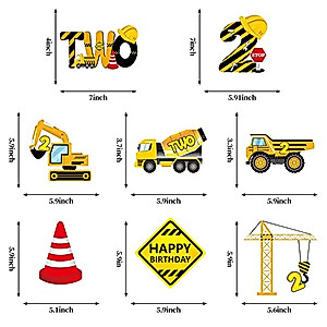 Luxiocio 30Pcs Construction Birthday Hanging Swirls Decorations Party Supplies, Dump Truck 2nd Theme Decor for Boys, Caution Signs Excavator Bulldozers Ceiling