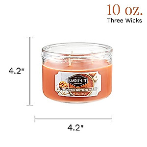 Candle-lite Scented Candles, Pumpkin Nutmeg Pie Fragrance, One 10 oz. Three Wick Aromatherapy Candle with 20-40 Hours of Burn Time, Orange Color