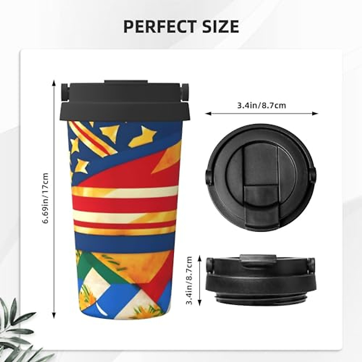 WANGZHAO Native Hawaiian Flags Print Double Wall Stainless Steel Vacuum Insulated Tumbler Cup Home Thermal Cup