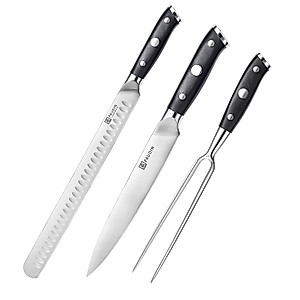 PAUDIN 12 Inch Slicing Knife and Carving Knife Set, German Steel, Full Tang G10 Handle