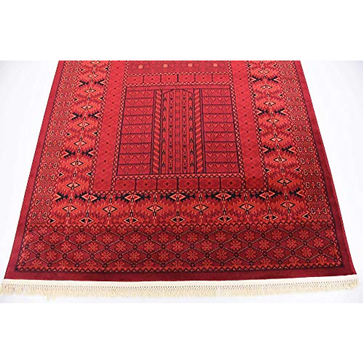 Unique Loom Tekke Collection Over-Dyed Saturated Traditional Torkaman Area Rug, 5 x 8 ft, Red/Black