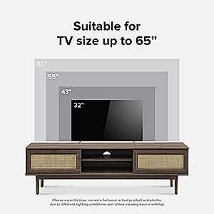mopio Haylee TV Stand, 59" Modern Boho Farmhouse Entertainment Center, Natural Rattan TV Console, TV Stand with Storage, Media Console, for Living Room