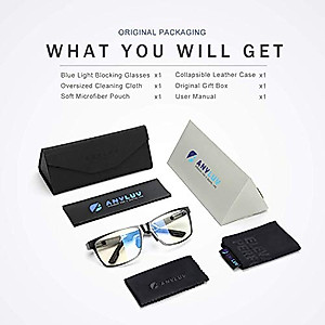 ANYLUV Blue Light Blocking Glasses Men Computer Gaming Blue Screen Glasses Mens Blue Light Blocker Glasses Rectangle Metal frame UV400 Clear Lens