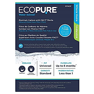 EcoPure EPW2F Premium Fact Universal Whole Home Filter (2 Pack), Dark Gray/Black