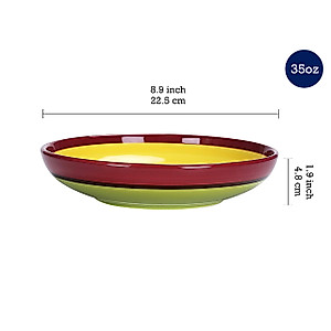 Bico Tunisian Ceramic Pasta Bowl, Set of 9(1 unit 214oz, 8 units 35oz), for Pasta, Salad, Microwave & Dishwasher Safe