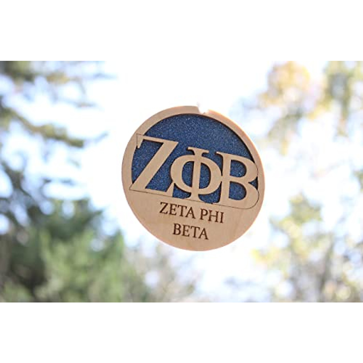 Sorority Shop Zeta Phi Beta Ornament - Laser Carved Greek Letter Wood Ornament - 3" Round