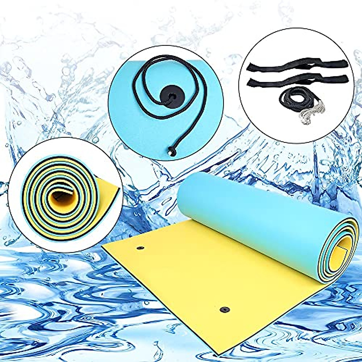Lykos Floating Mat Foam Pad 9FT/18FT X6 FT Water Recreation and Relaxing for Pool Beach Lake River Water Floating Mat for Adults and Kids (Yellow, 9 FT)