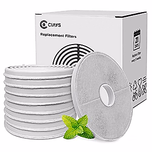 Ciays Replacement Filters 8 pcs Only for Ciays 70.4oz/2L Cat Water Fountain Automatic Induction Water Dog Water Fountain with Battery & Power Cord Powered Pet Water Fountain Bowl