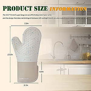 Sycamore Home, Oven Mitts 13" Extra Long, Silicone + Cotton Lining + Cotton, Easy Clean, 500F° Heat Resistant Silicone Oven mitt