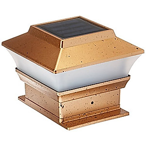 iGlow 8 Pack Copper Outdoor Garden 4 x 4 Solar LED Post Deck Cap Square Fence Light Landscape Lamp PVC Vinyl Wood Bronze