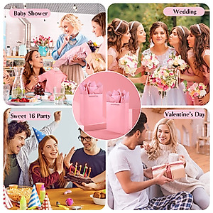 Jutieuo 10 Pcs Luxury Pink Gift Bags with Tissue Paper, 11x8x4 Inches Medium Size Paper Gift Bags with Handles for Women Girls Ladies Party Favor Bags, Bridesmaid Proposal Bags