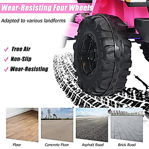 INFANS Ride on Car Truck with 2.4G Remote Control, 12V Battery Powered Electric Cars for Kids w/3 Speeds, Battery Display, LED Lights, Safety Belt, Music & Horn, Bluetooth/FM/USB (Pink)