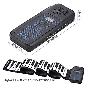 Roll Up Piano 88 Keyboard Aufrollbares Klavier Tasten,Electronic Keyboard Hand Rolling Up Piano Built in 1100mAh Li on Battery(Rolling Up Piano+Pedal+USB Cable+DC Power Cable+Storage Bag)