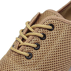 RUYBOZRY Women&Men Latin Dance Sneakers Lace-up Practice Closed Toe Modern Ballroom Salsa Teaching Low Heel Split Sole Dancing Shoes,Model-708W-LDDMD,Brown,7.5 US